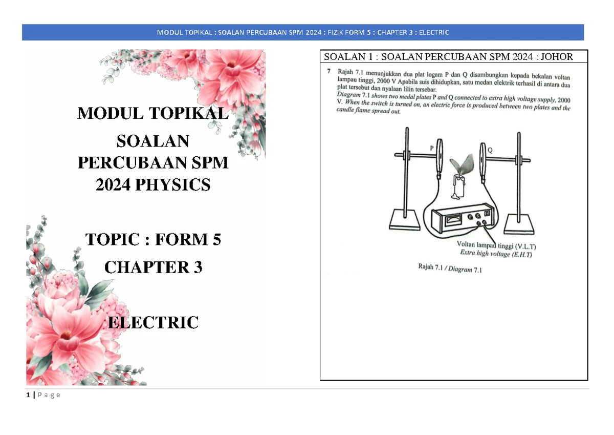 FIZIK FORM 5: MODUL TOPIKAL SOALAN PERCUBAAN SPM 2024 CHAPTER 7 - Studocu
