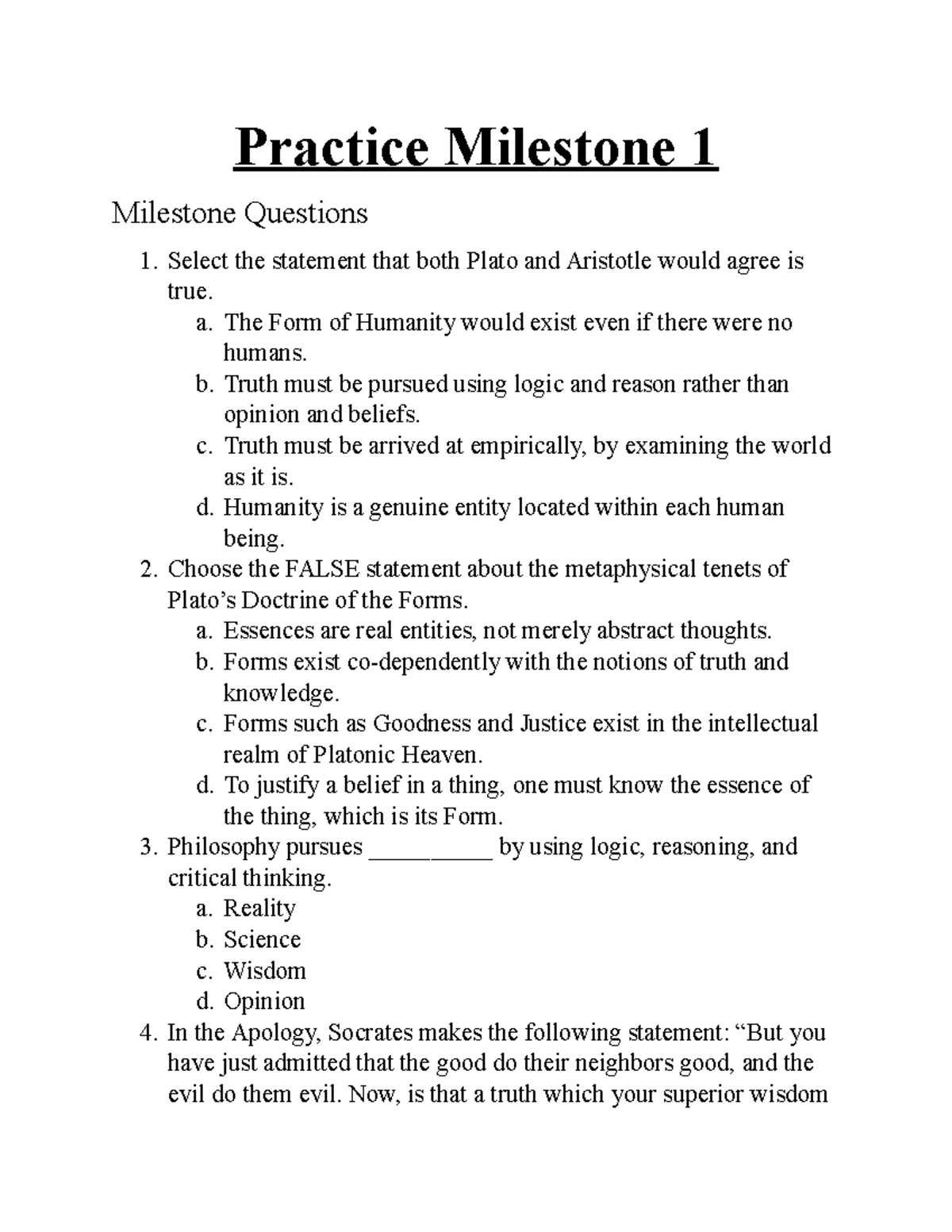 Unit 1 Practice Milestone - Practice Milestone 1 Milestone Questions ...
