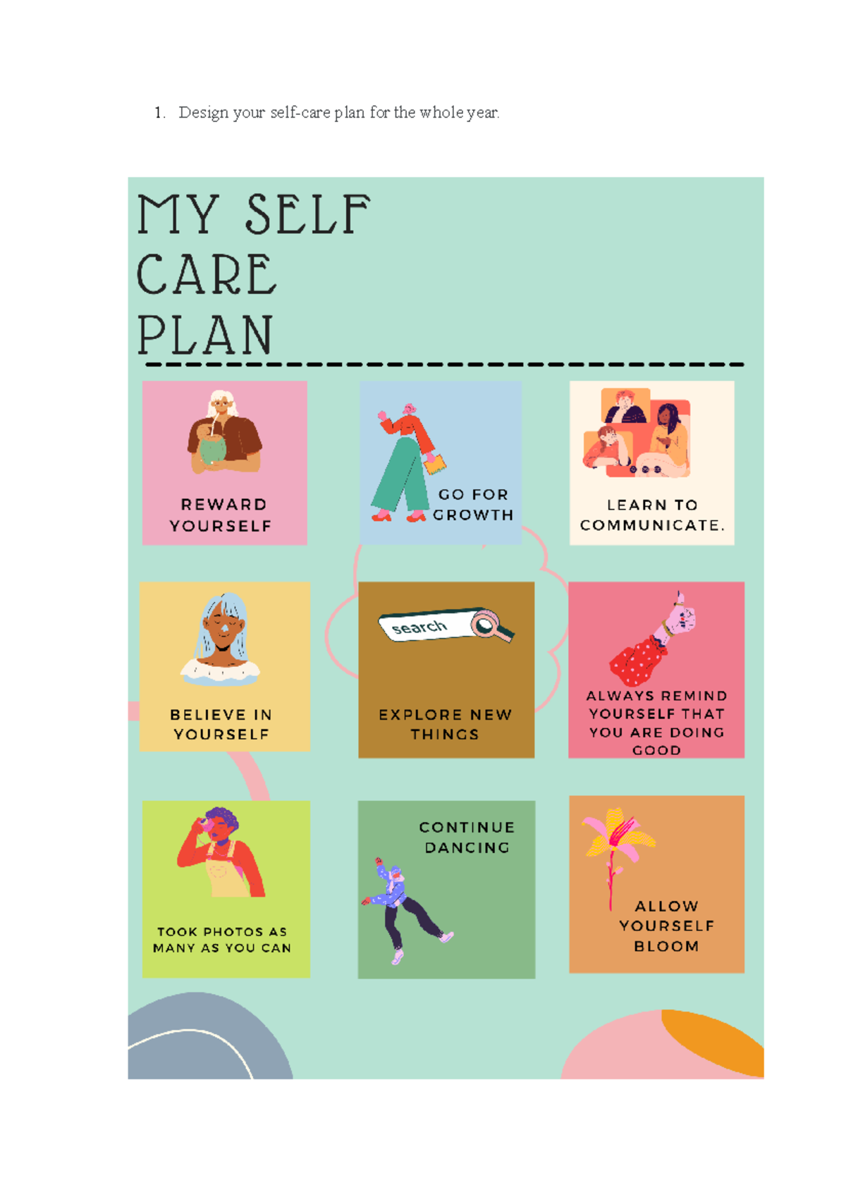 Assignment 11 - Care for yourself - Design your self-care plan for the ...