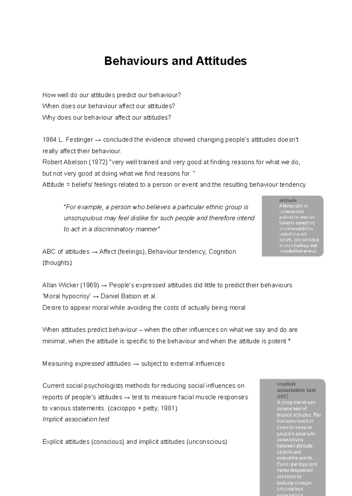 Individual in Society: Attitudes and Behaviours Analysis - Studocu