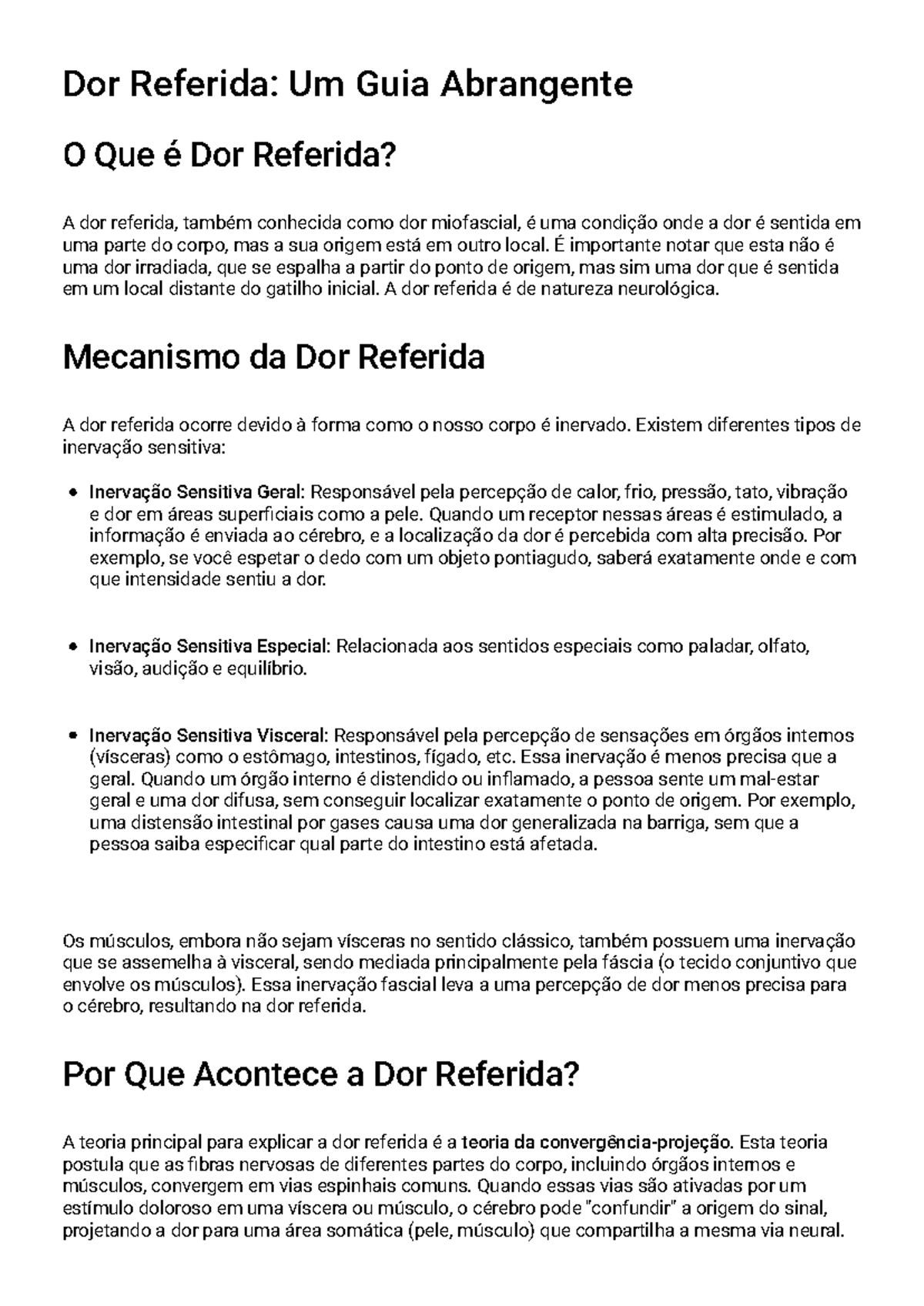 Dor Referida: Guia de Estudo sobre Dor Miofascial - Studocu