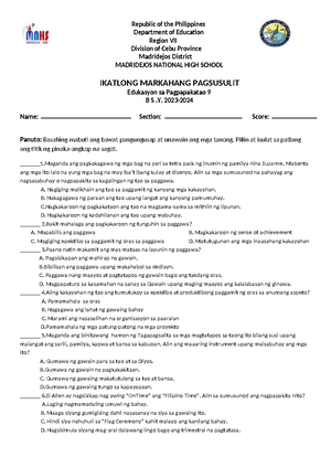 ESP 10 4TH Quarter EXAM - ASSIGNMENTS - Republic of the Philippines ...