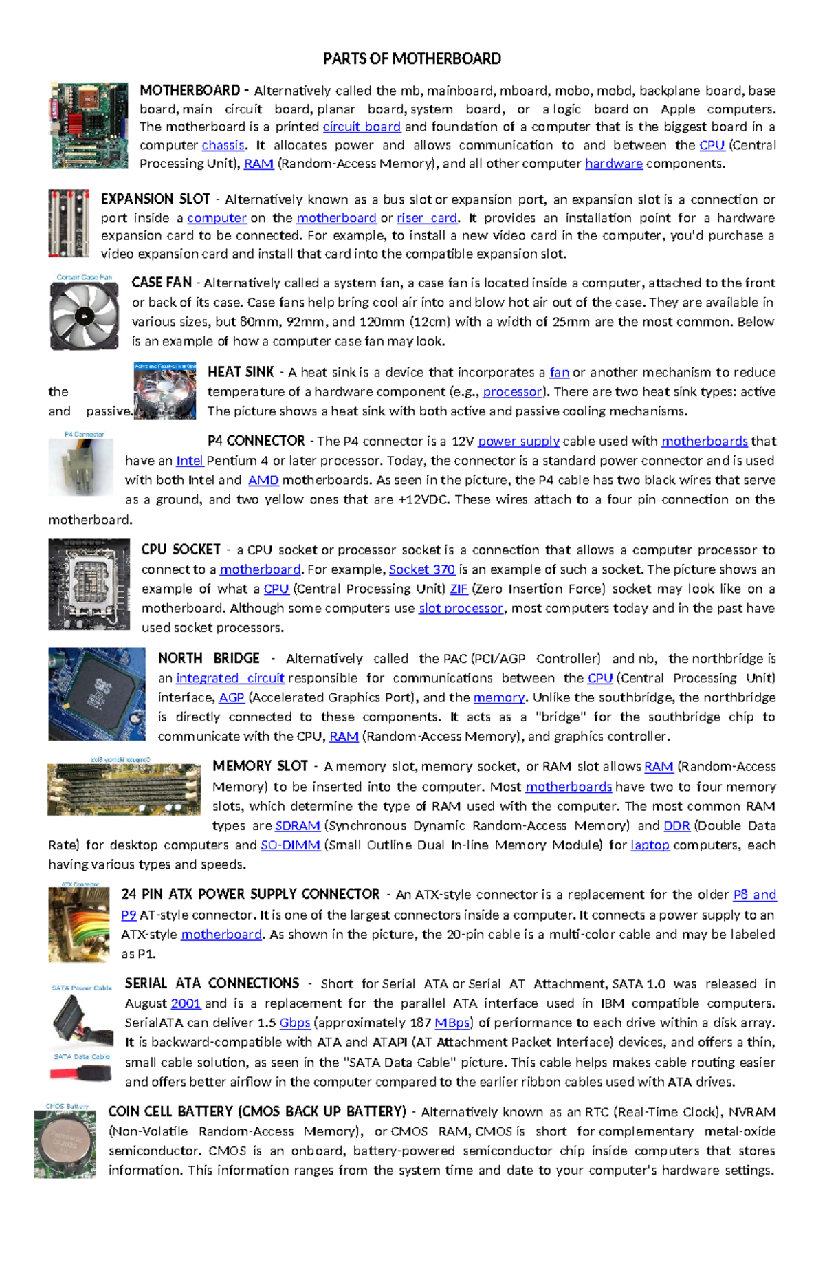 Parts of the Motherboard: Key Components Explained - Studocu