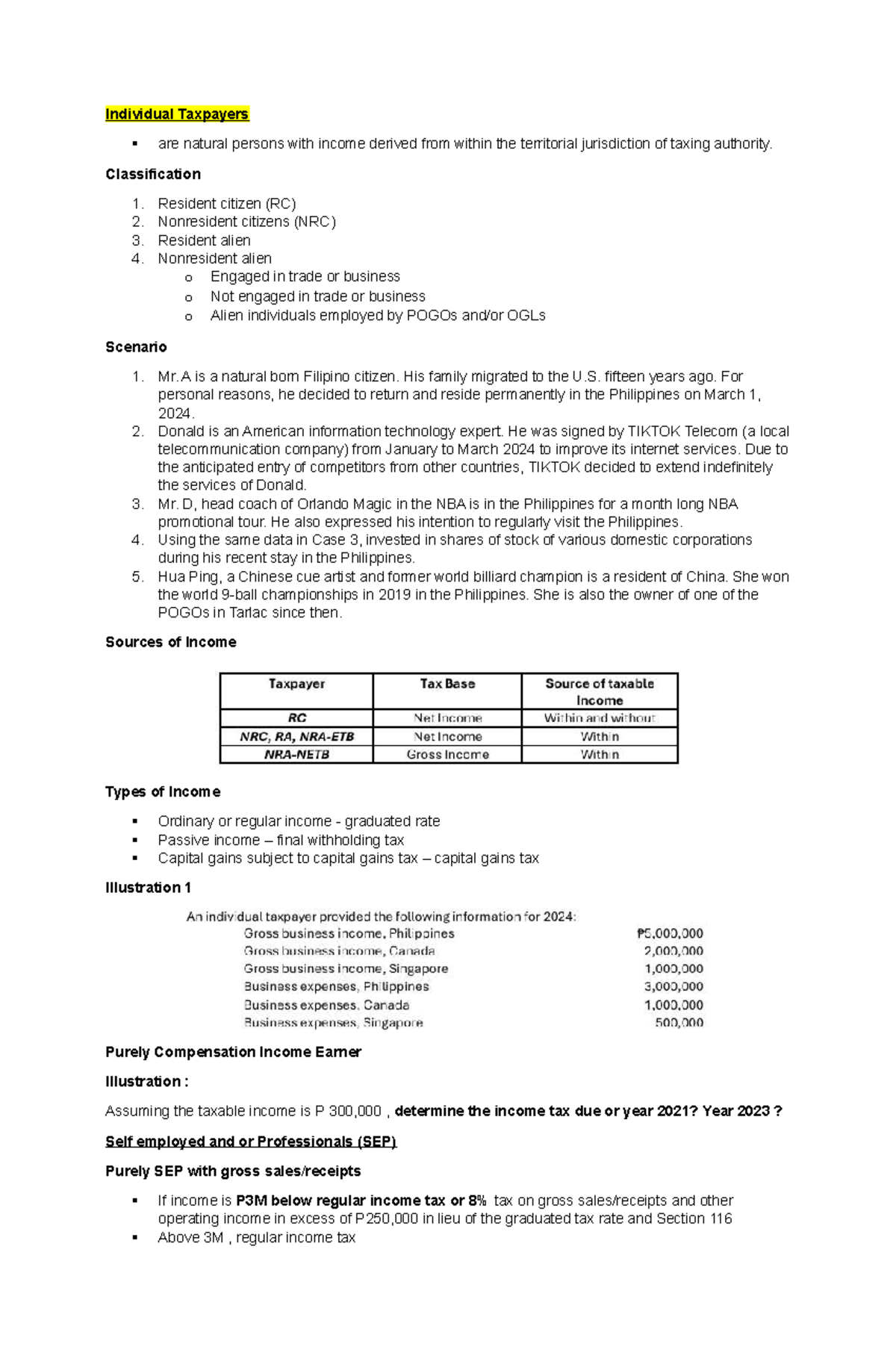 Taxation of Individual Taxpayers: Income Types & Scenarios (TAX101 ...