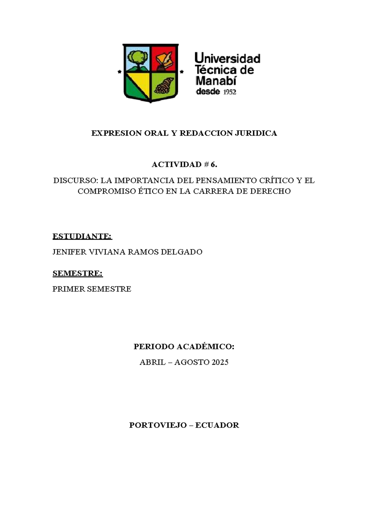 EXPRESIÓN ORAL Y REDACCIÓN JURÍDICA - DISCURSO SOBRE PENSAMIENTO ...