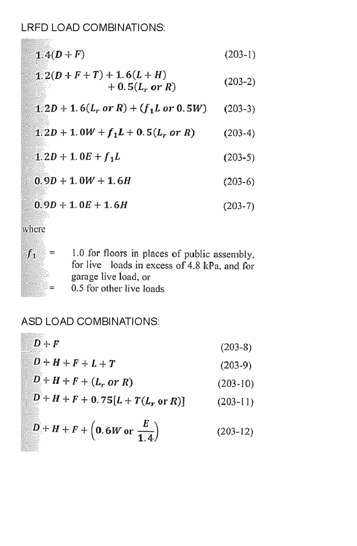 LC- Tension - For STEEL - LRFD LOAD COMBINATIONS: H) or R) 1 1(L,or 0 ...