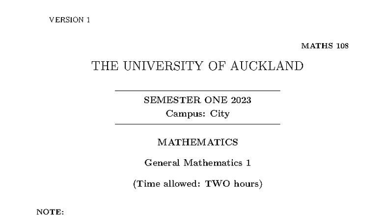Maths 108 S1 2023 - General Mathematics 1 Exam Paper - Studocu