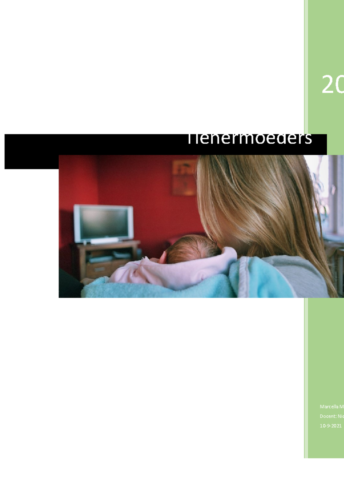 Tienermoeders 9-12 - Onderzoek en Analyse van Hulpverlening - Studeersnel