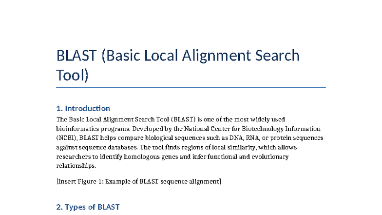 BLAST Report: Overview and Applications of BLAST Tool - Studocu