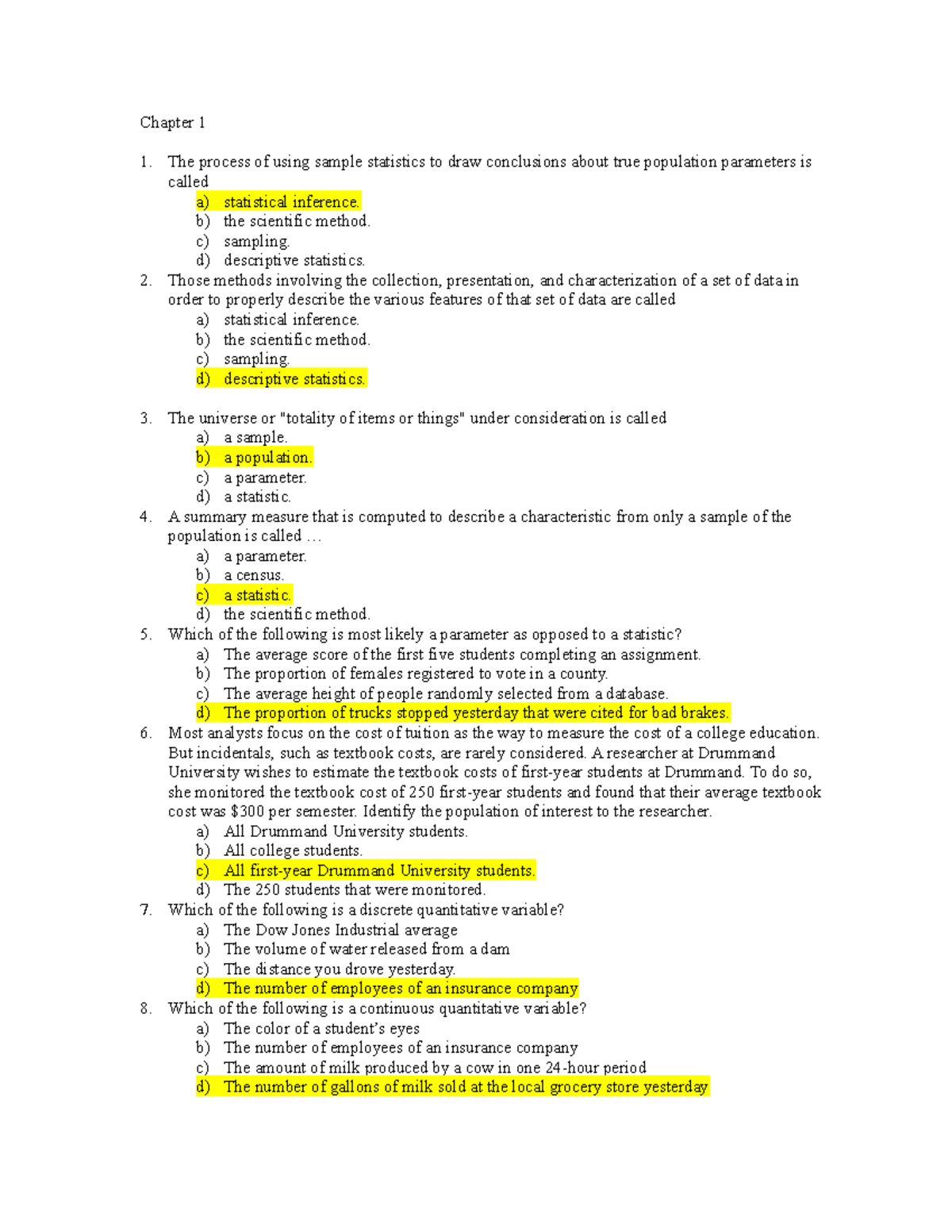 Chapter 1 and Chapter 2 Answers practice - Chapter 1 The process of ...