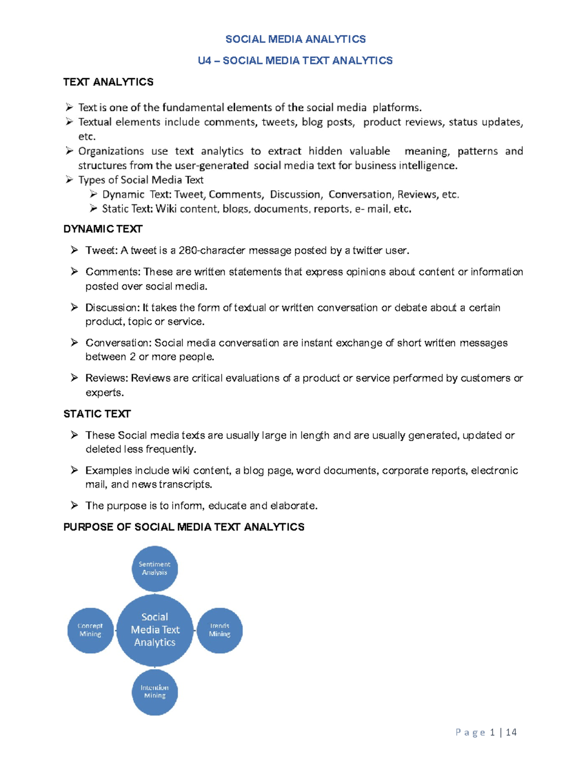 SMA U4 Final Notes on Social Media Text Analytics - Studocu