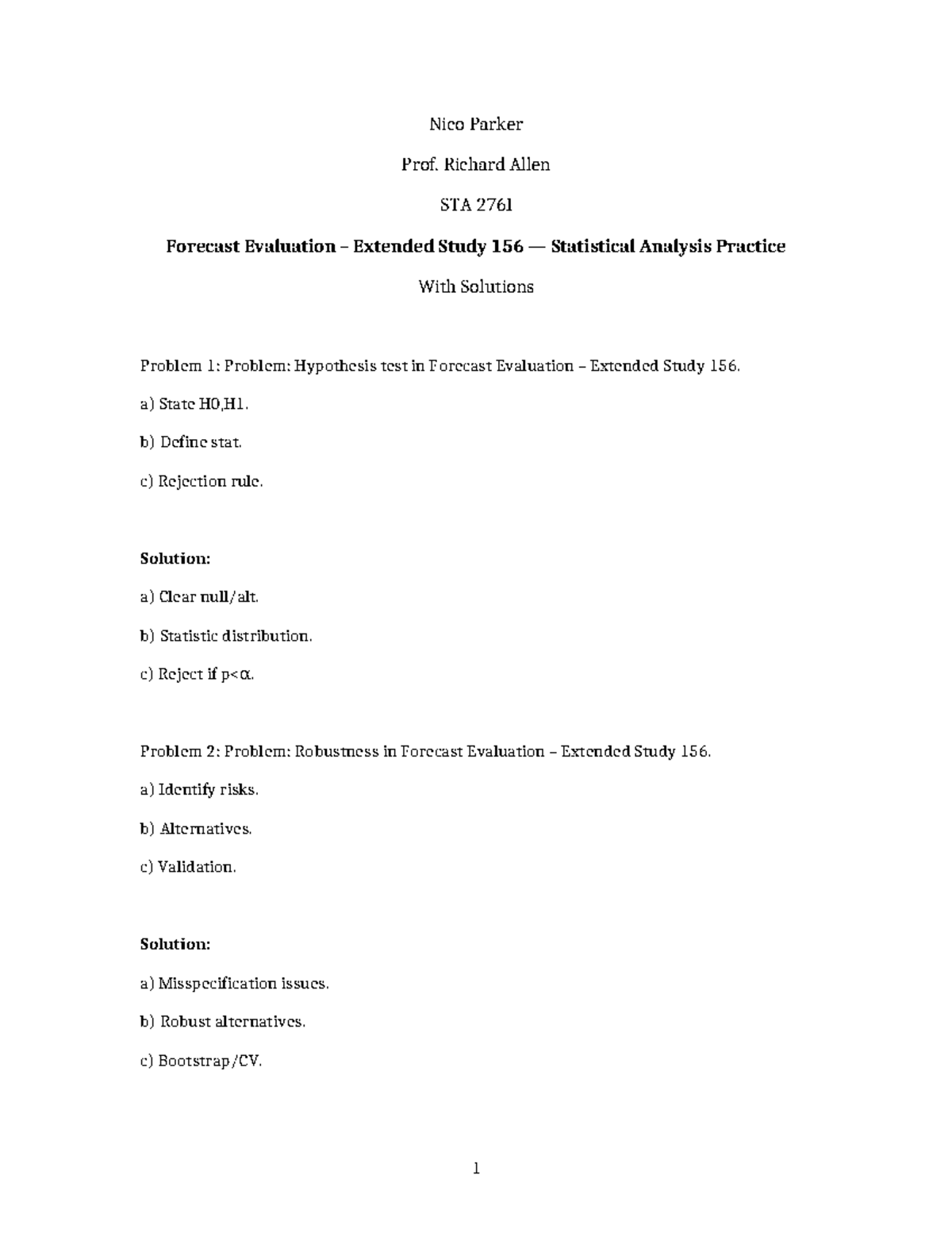 STA 276I Forecast Evaluation Extended Study 156 Exam Solutions - Studocu