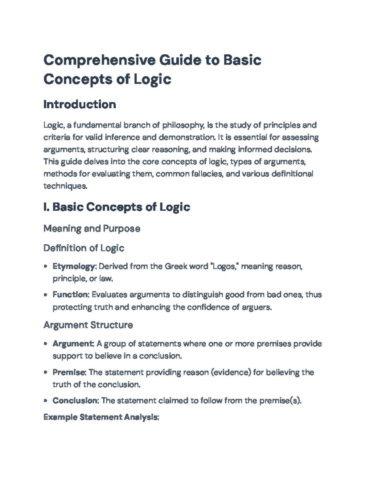 Comprehensive Guide to Basic Logic Concepts and Argument Evaluation ...