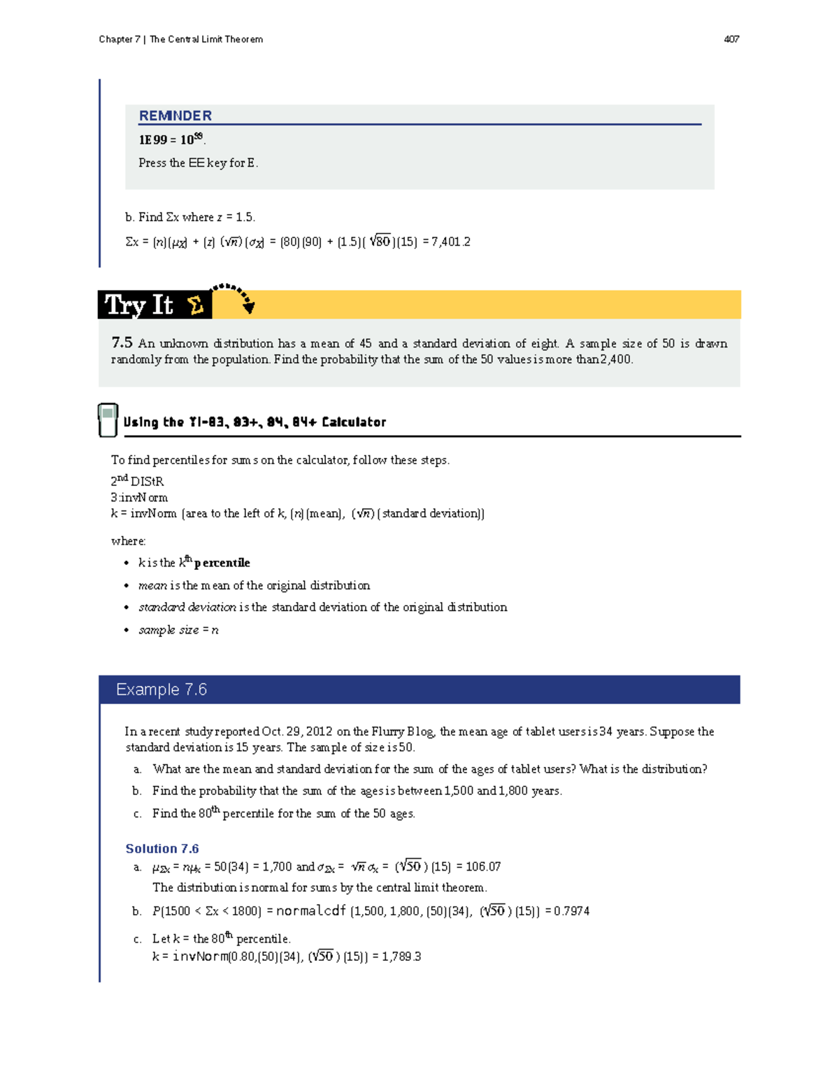 Chapter 7: The Central Limit Theorem - Introductory Statistics 407 ...