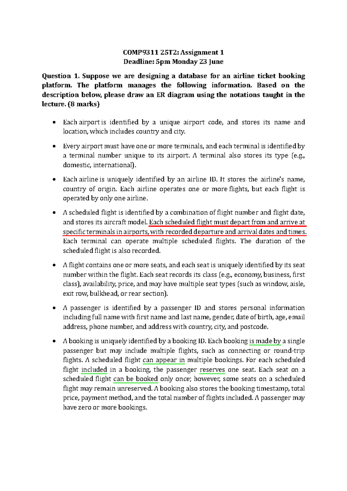 COMP9311 25T2: Assignment 1 - ER Diagram & Relational Model - Studocu