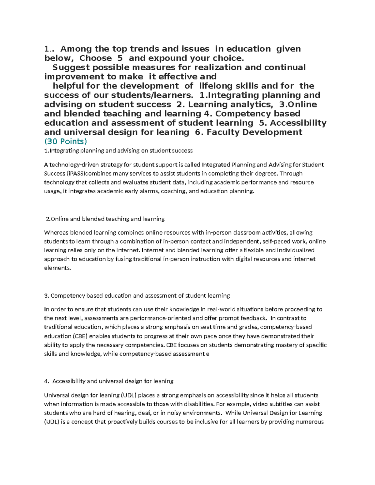 Final Exam: Current Trends in Education and Student Success (EDU 101 ...