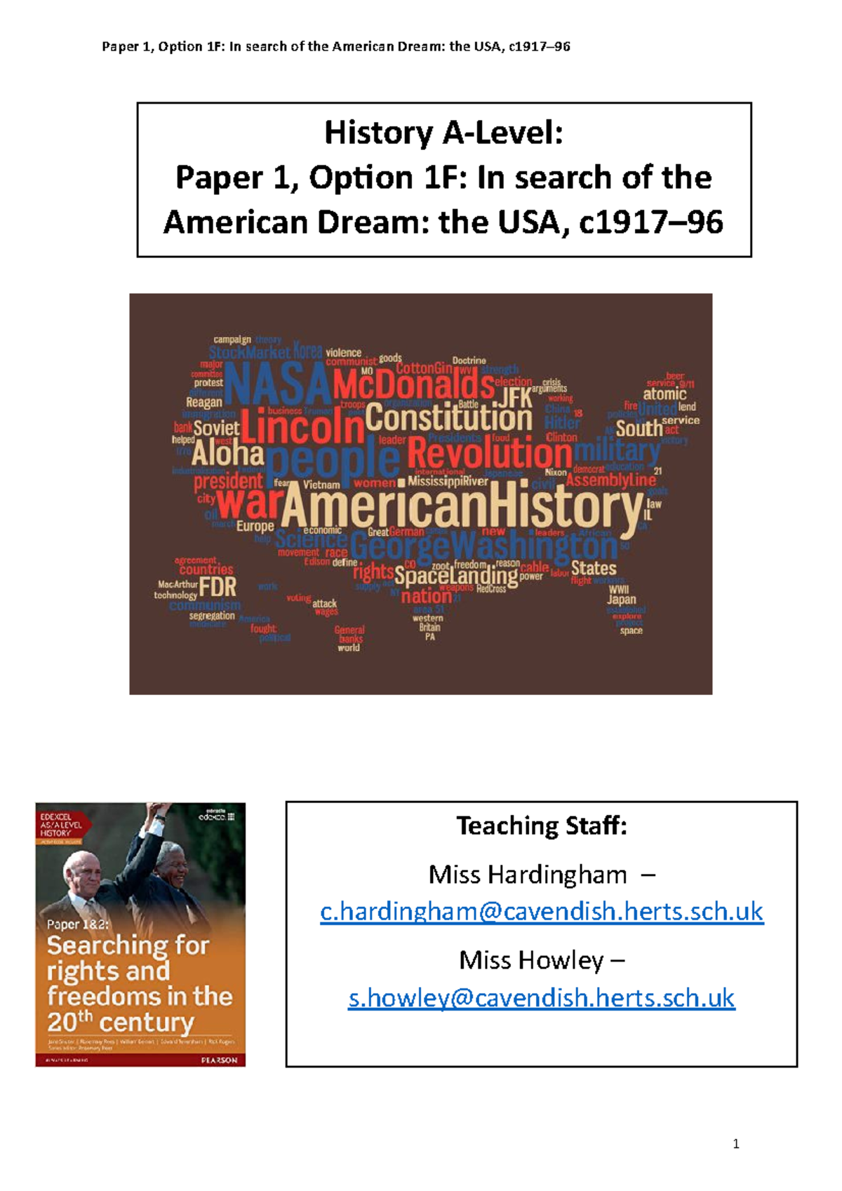 A-Level History Paper 1F Guide: Exploring the American Dream, 1917-80 ...
