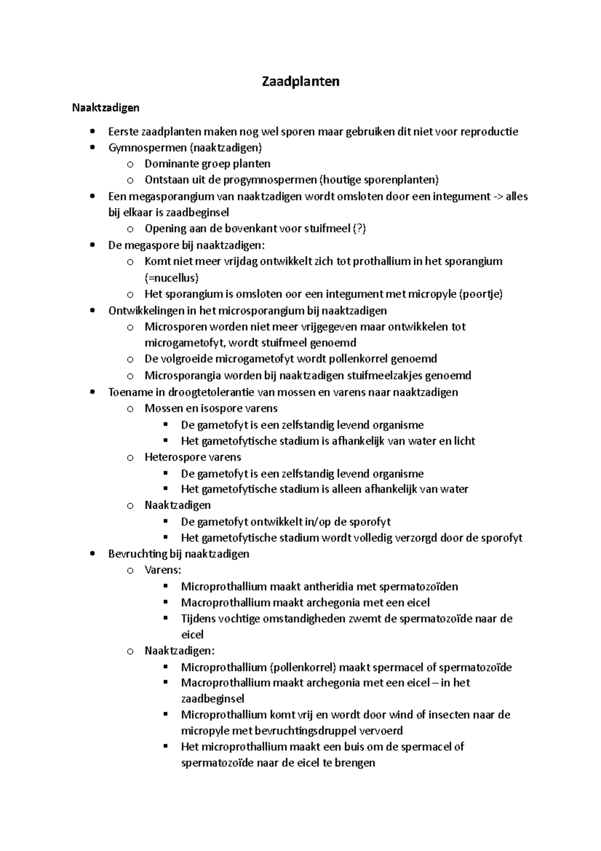 College Biologie Zaadplanten: Naakt- en Bedektzadigen Overzicht ...
