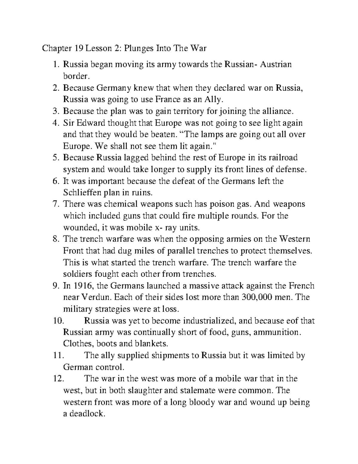 Chapter 19 Lesson 2: The Onset of World War Dynamics - Studocu