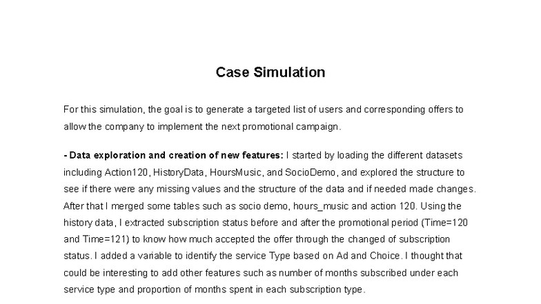 Case Simulation for Promotional Campaign Analysis (SIM2) - Studocu