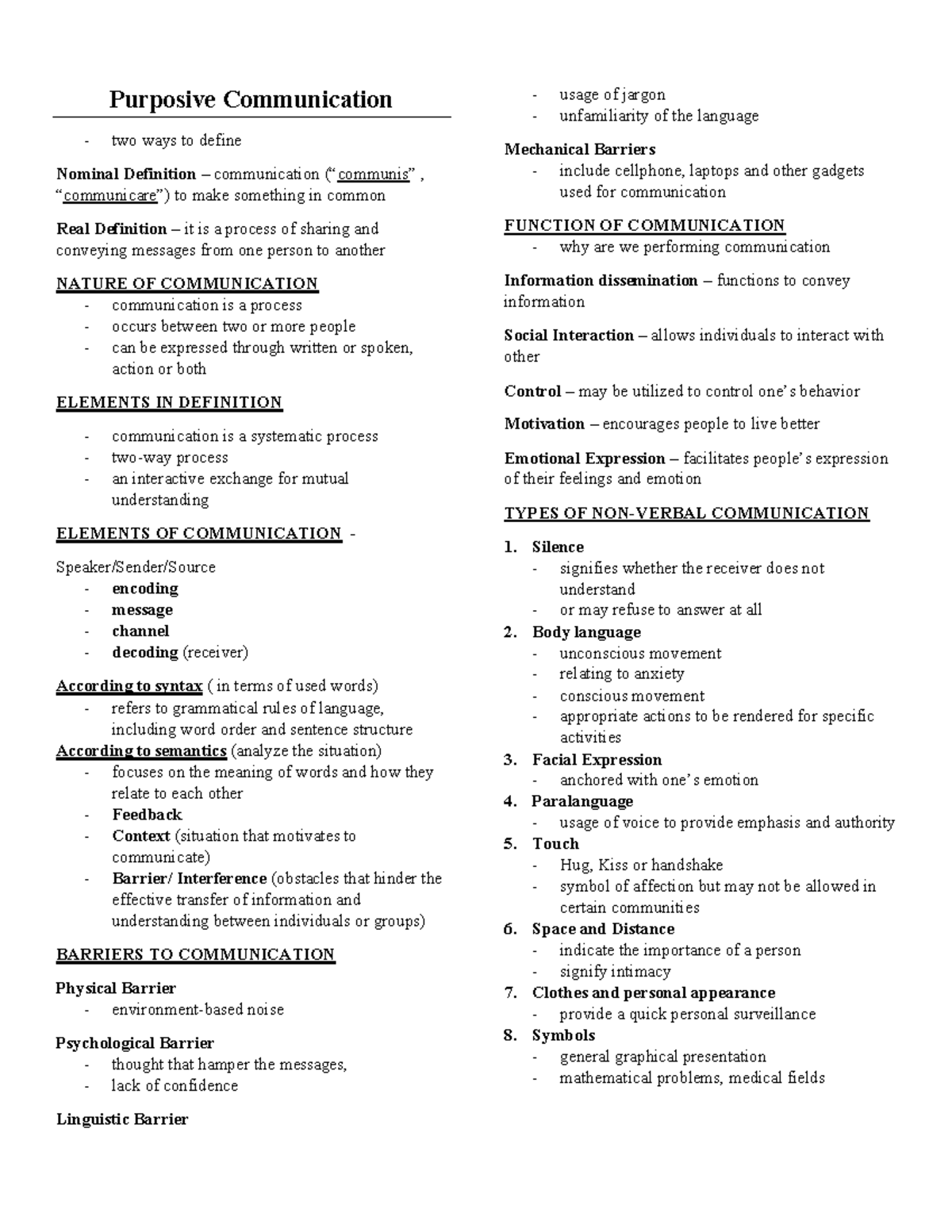 Purposive Communication (Notes): Understanding Jargon, Barriers, and ...