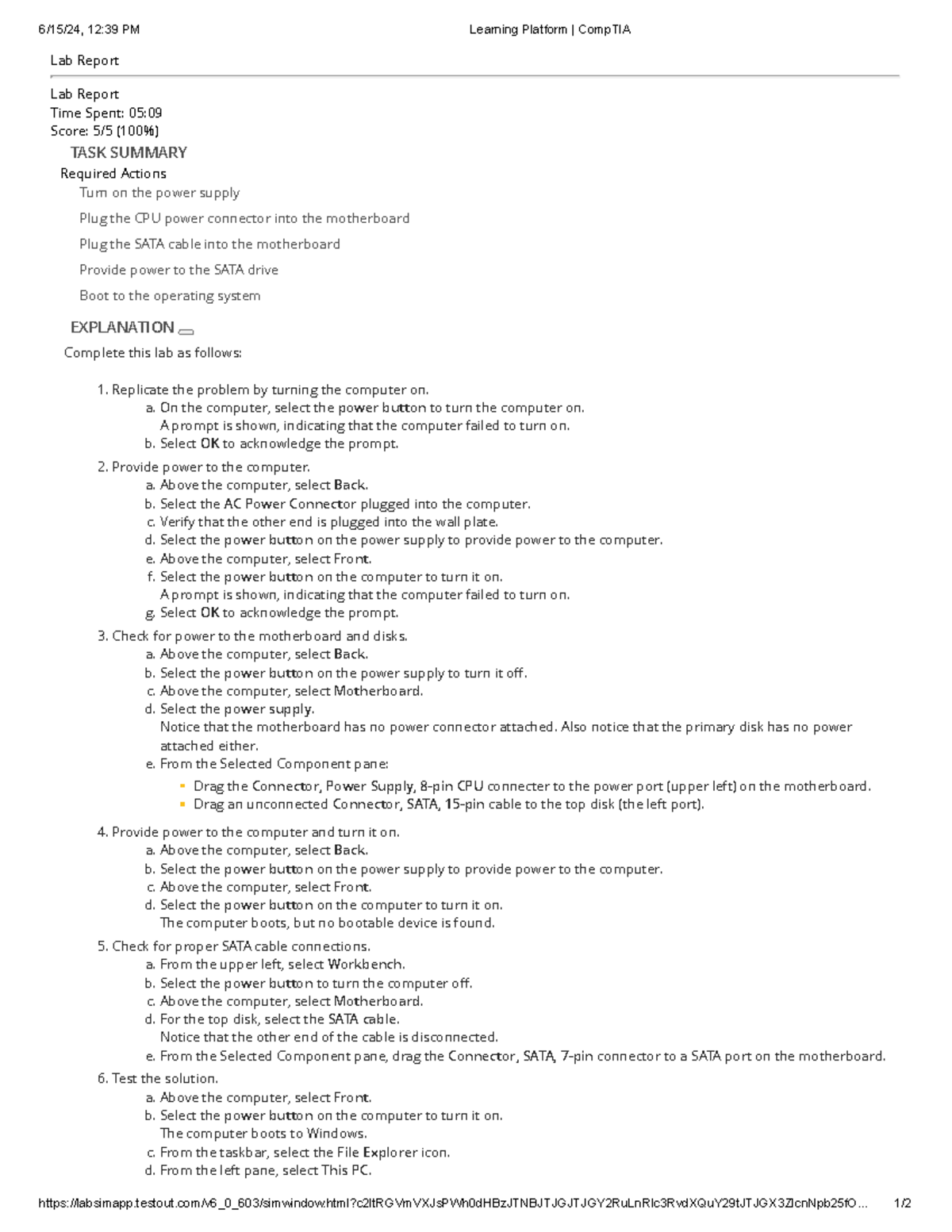 9.1.10 - System Startup Troubleshooting Lab Report (Simulation) - Studocu