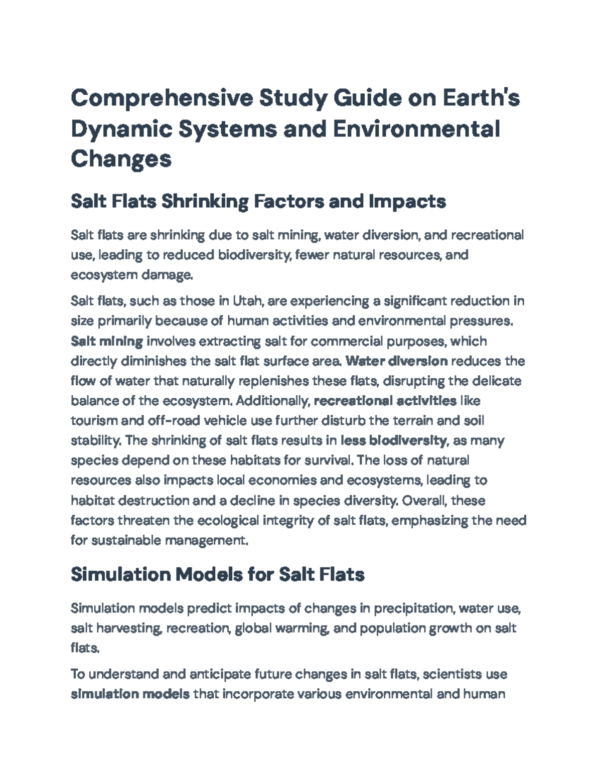 Comprehensive Study Guide on Dynamic Systems: Salt Flats ...