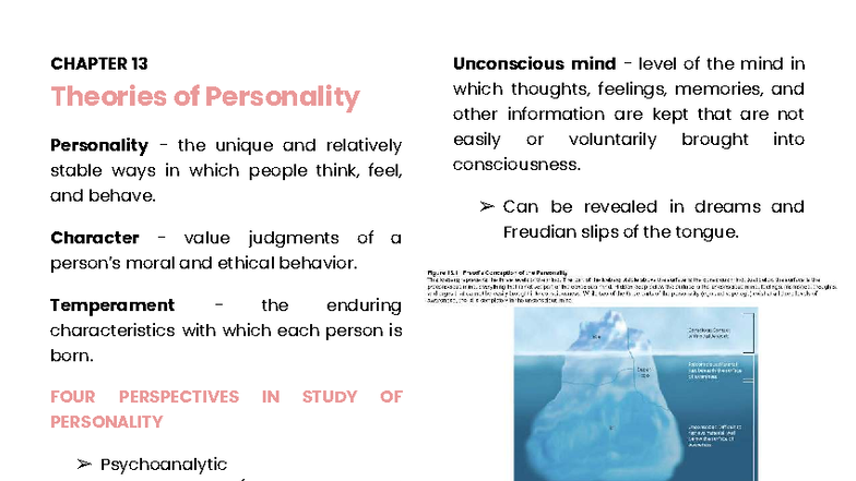 CHAPTER 13 Theories of Personality - PSYCH Overview and Key Concepts ...