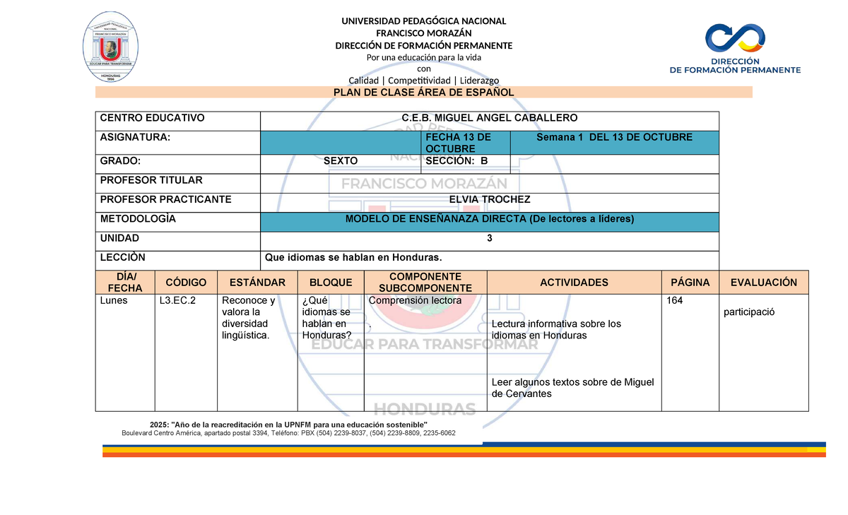 Esquema de Clase de Español - L3.EC.2 - Semana 1 - Studocu