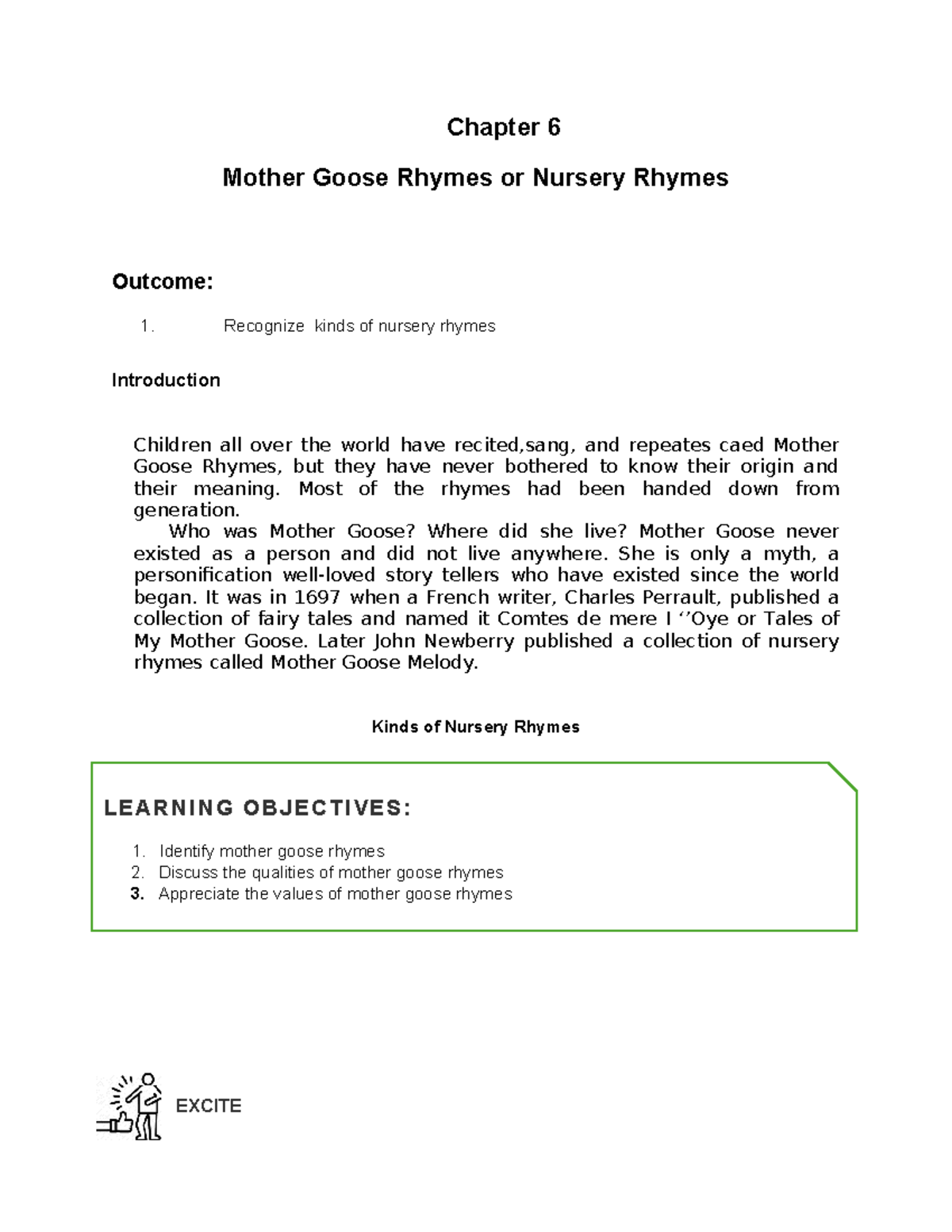 Chapter 6 - Mother Goose Rhymes Overview - Studocu