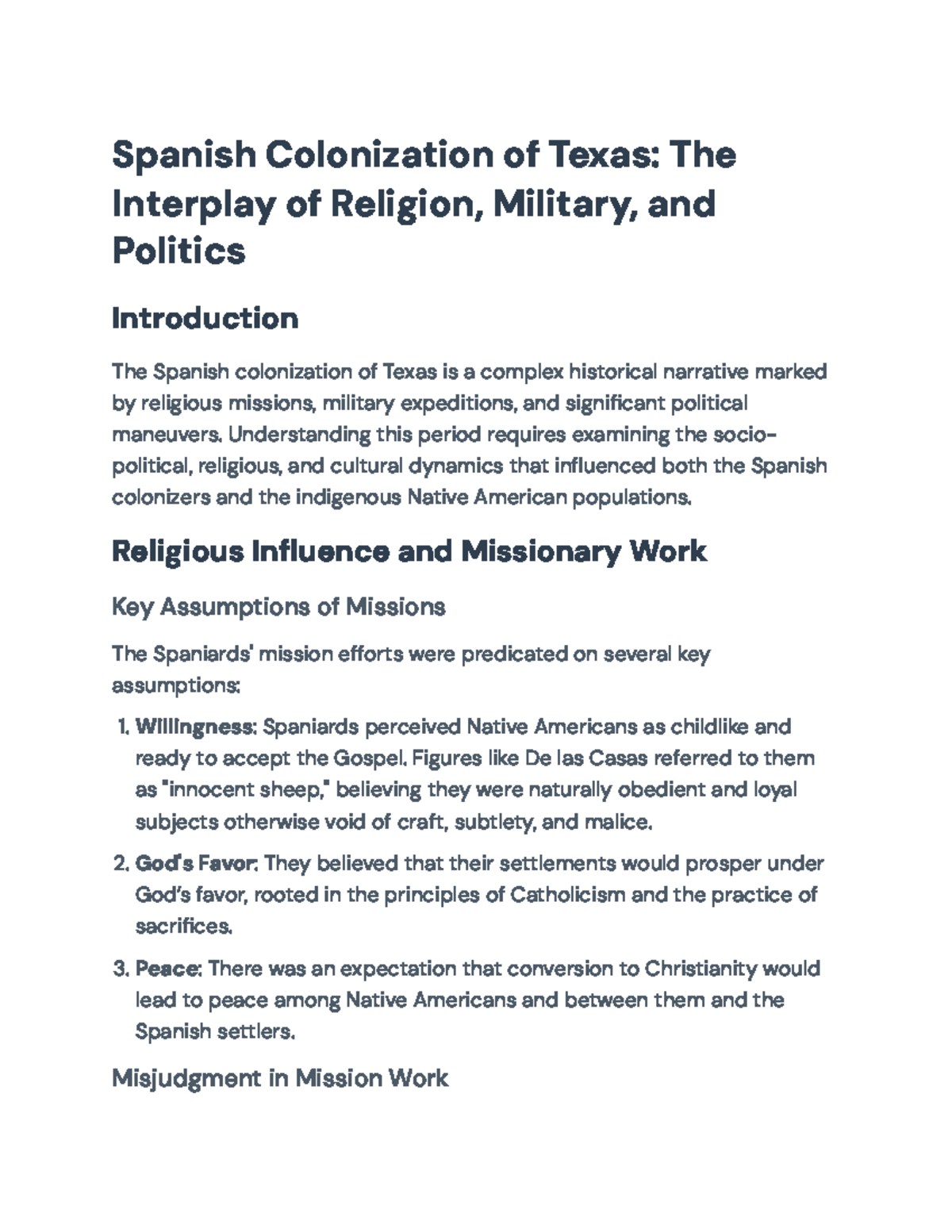 Spanish Colonization of Texas: Religion, Military, and Politics ...