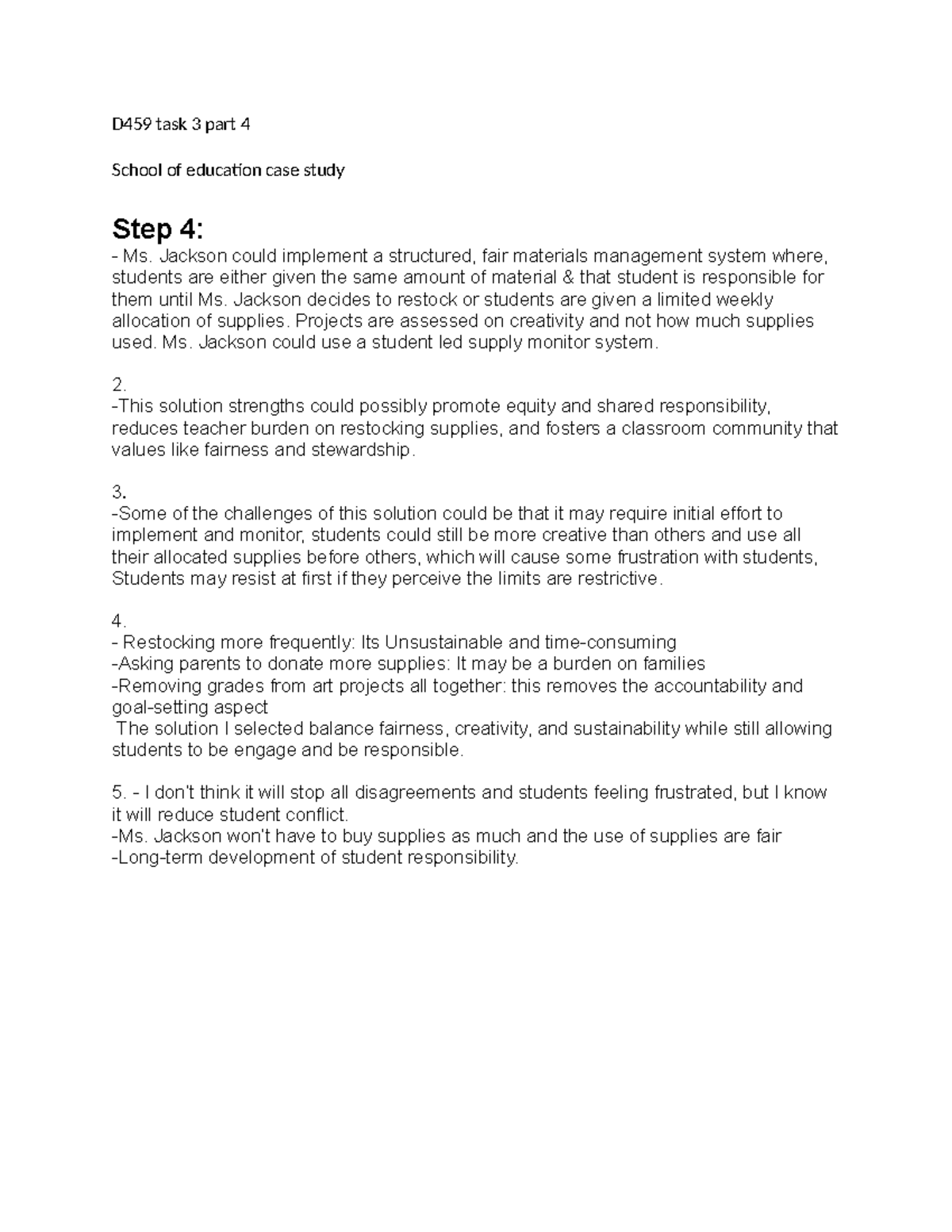 D459 Task 3 Part 4: Case Study on Materials Management in Education ...
