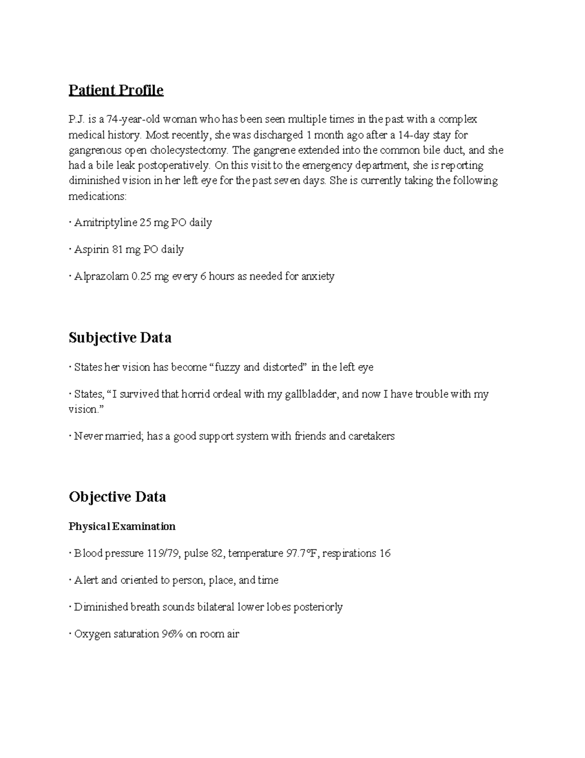 Visual Case Study - Patient Profile & Vision Assessment (Case Study ...