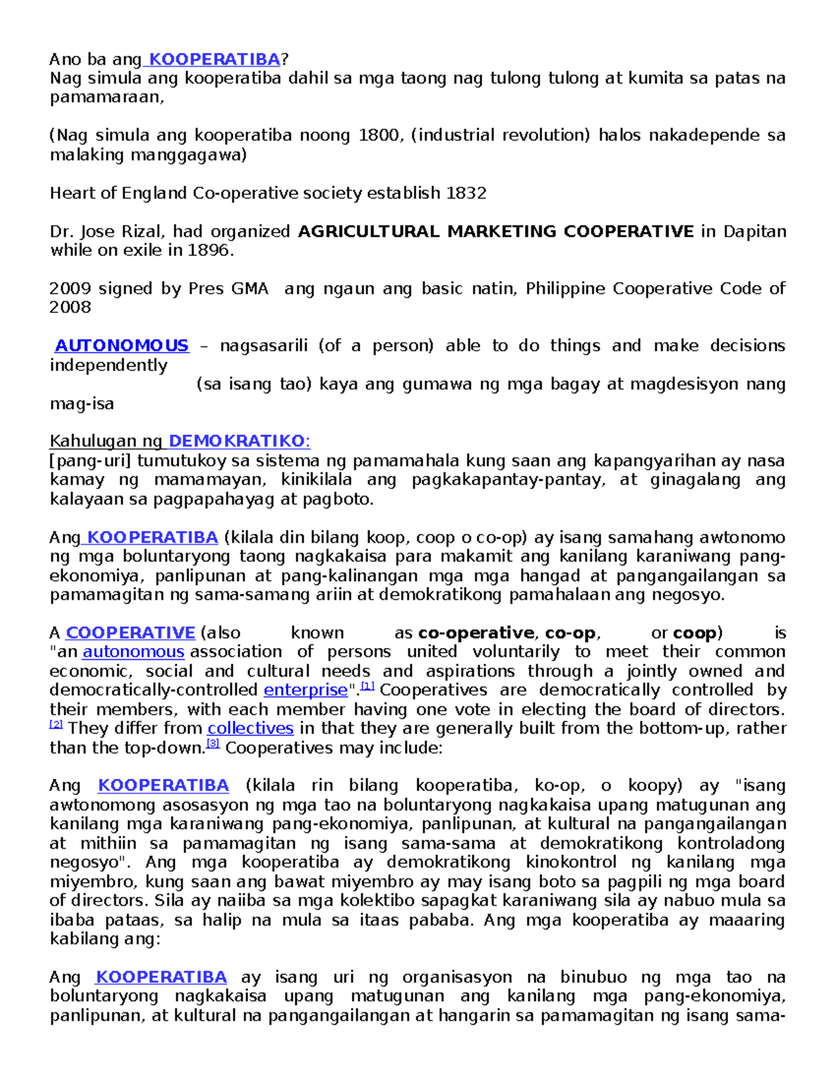 Ano ba ang kooperatiba - cooperative learning and study - Ano ba ang ...
