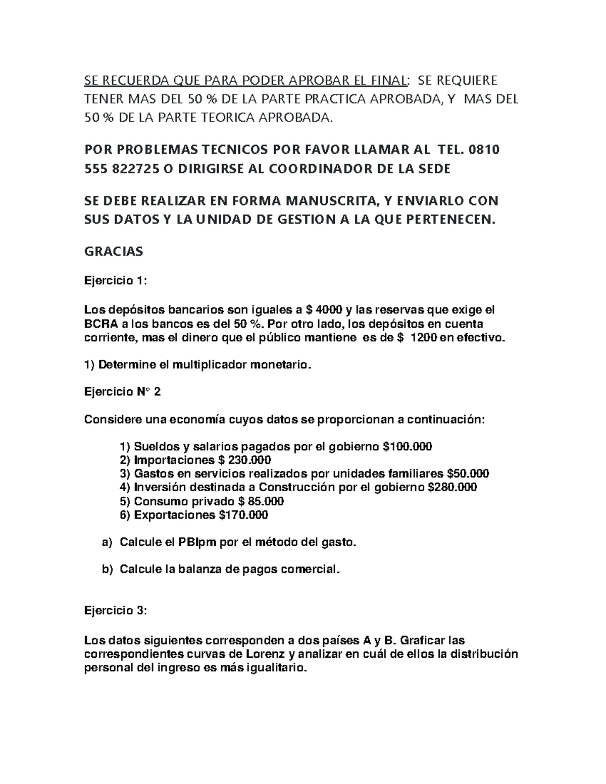 Final Practico: Introduccion a la Economia 2 - Ejercicios y Guía - Studocu