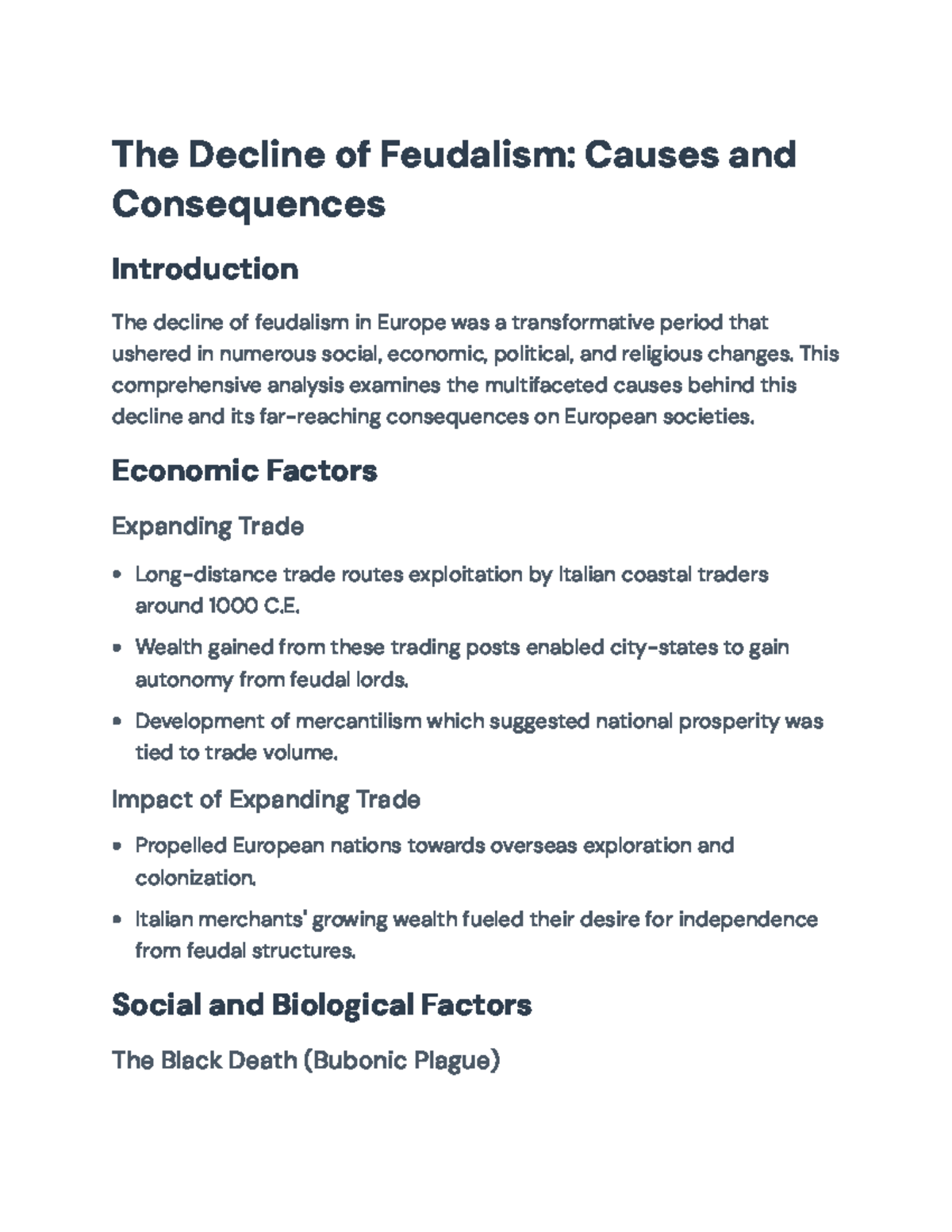 The Decline of Feudalism: Causes, Consequences, and Transformations ...