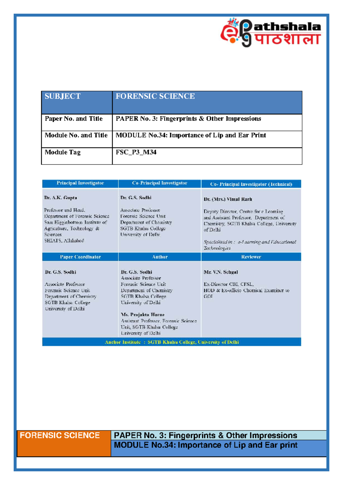 Lip prints and ear prints - FORENSIC SCIENCE PAPER No. 3: Fingerprints ...