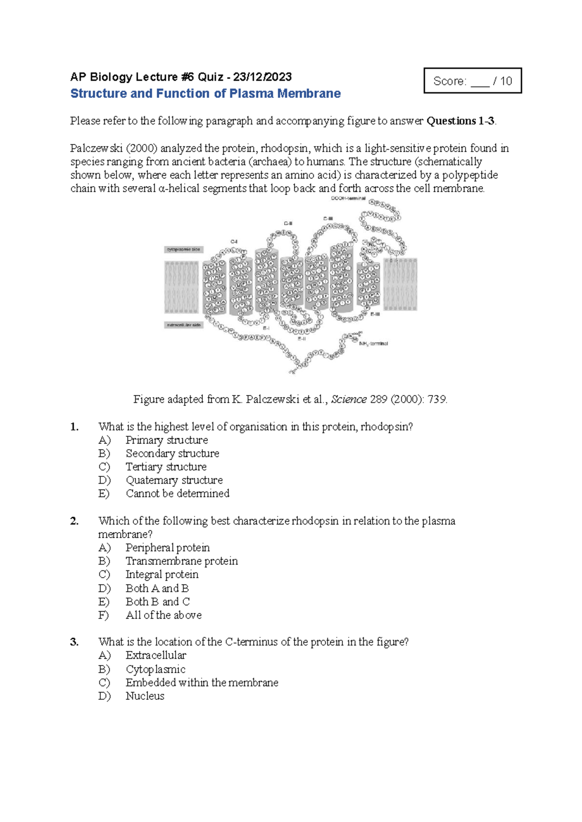 AP Lectures Quizes - quiz - AP Biology Lecture #6 Quiz - 23/12 ...