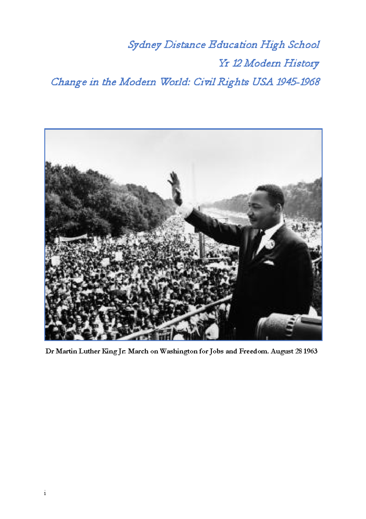 Yr 12 Modern History: Civil Rights Movement in the USA (1945-1968 ...