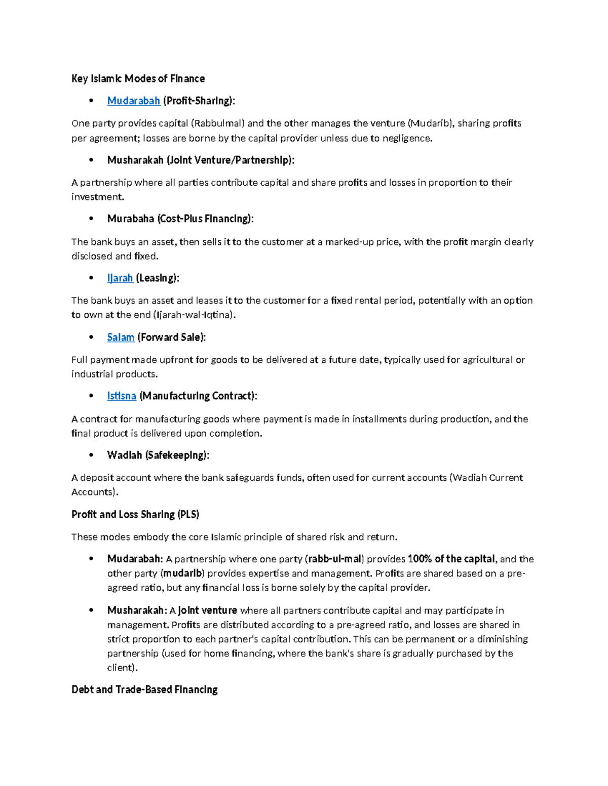Islamic Finance Overview: Key Modes - Mudarabah, Musharakah, Murabaha ...