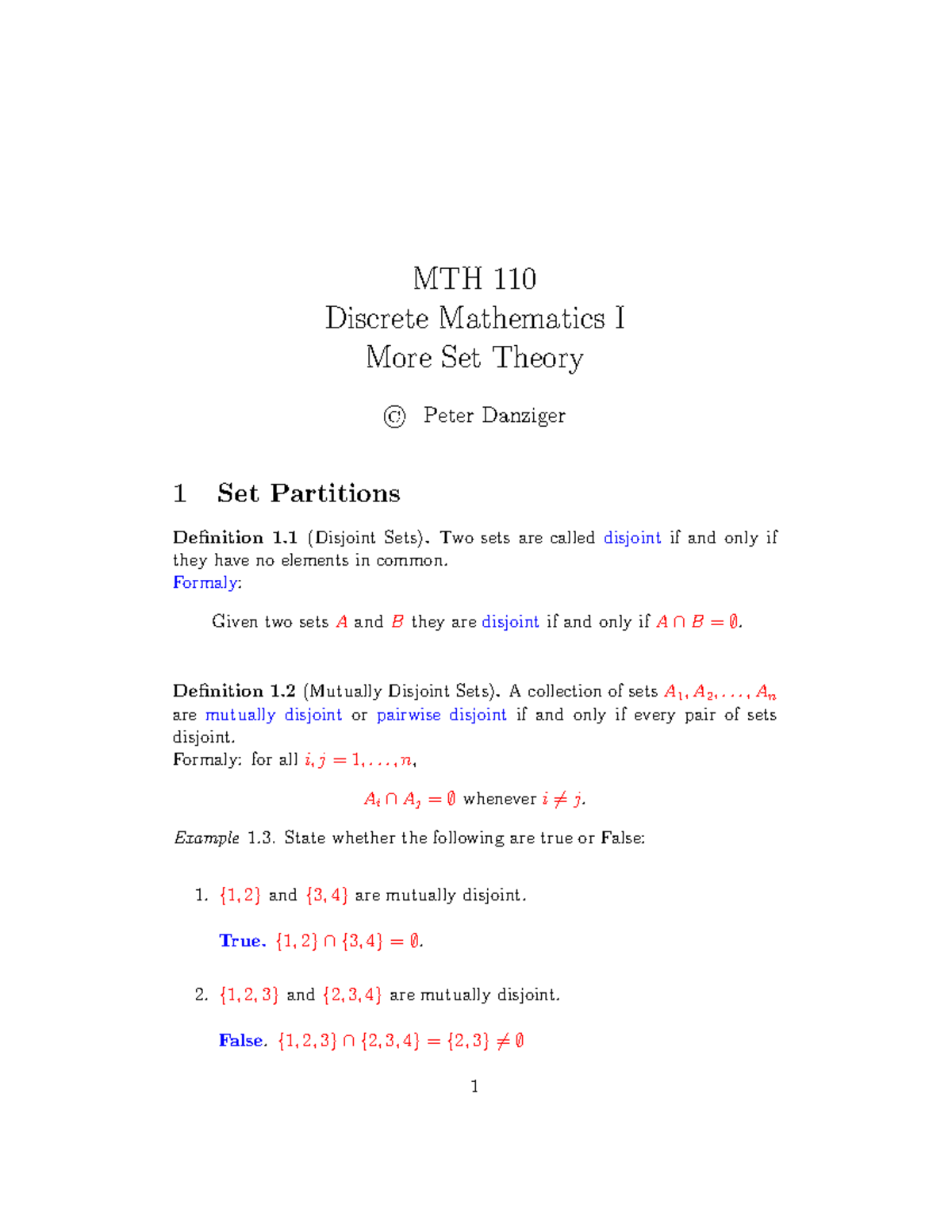 MTH 110 Discrete Mathematics I: Set Theory Basics and Definitions - Studocu