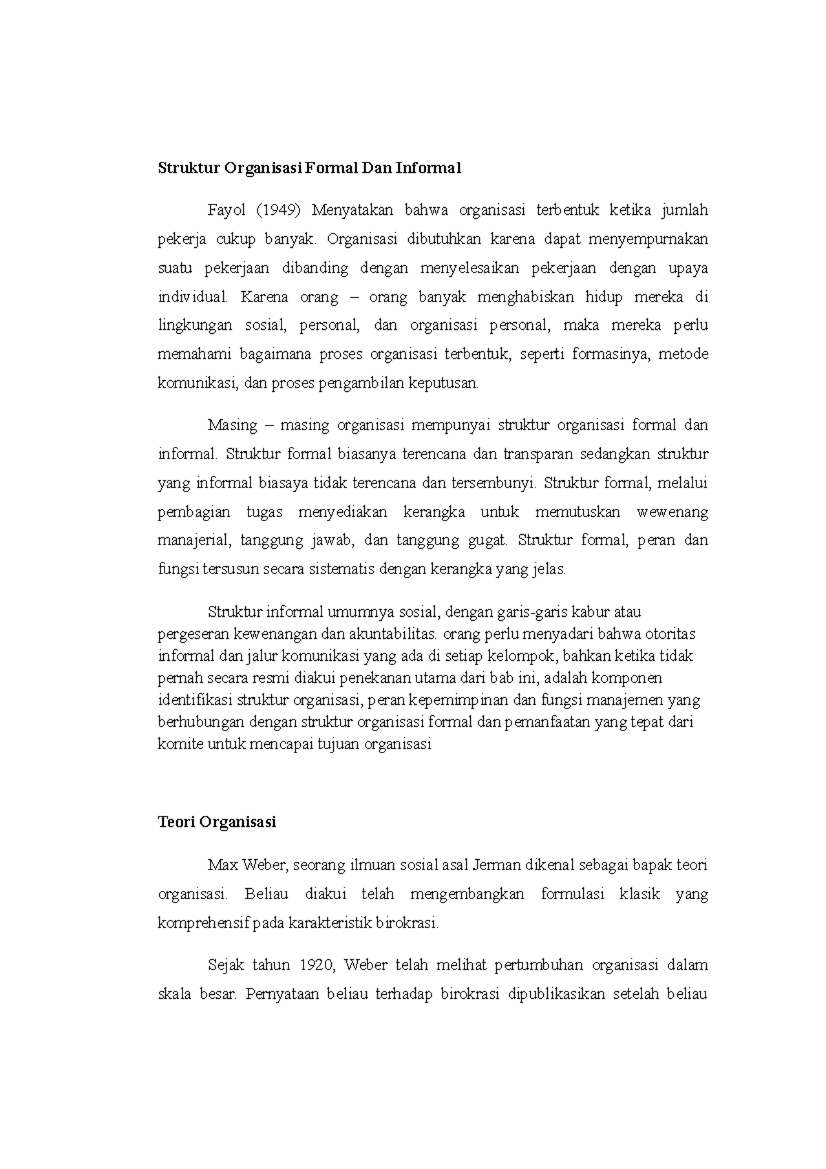 Struktur Organisasi Formal dan Informal dalam Manajemen (KUL101) - Studocu