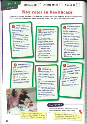 Unit 6 - unit 6 assigment - Unit 6- work experience in health and ...