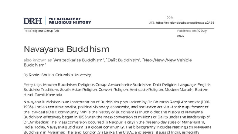 Navayana Buddhism: A Comprehensive Overview (Religious Studies) - Studocu