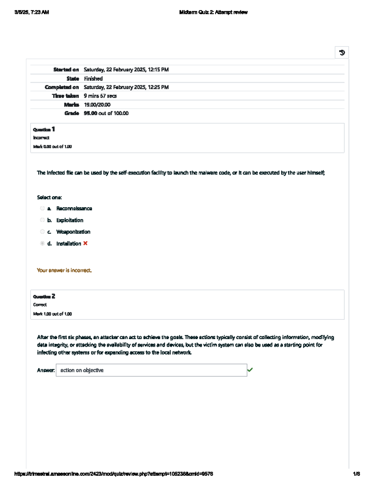 Information Assurance: Midterm Quiz 2 Review (Course Code: IA101) - Studocu