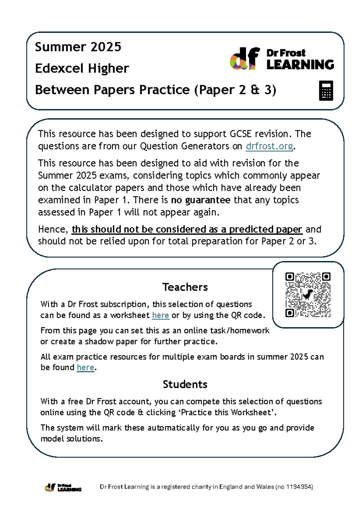 GCSE Edexcel Higher Tier Paper 2 & 3 Revision Topics - Summer 2025 ...