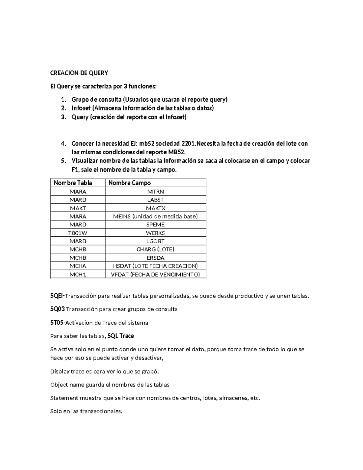Creación de Query en SAP: Aprendizaje de Transacciones y Funciones ...