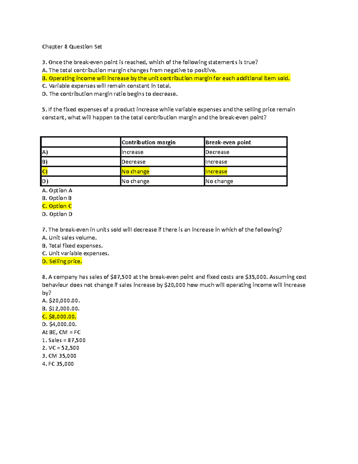 Chapter 8 Question Set Student Version - Chapter 8 Question Set 3. Once ...