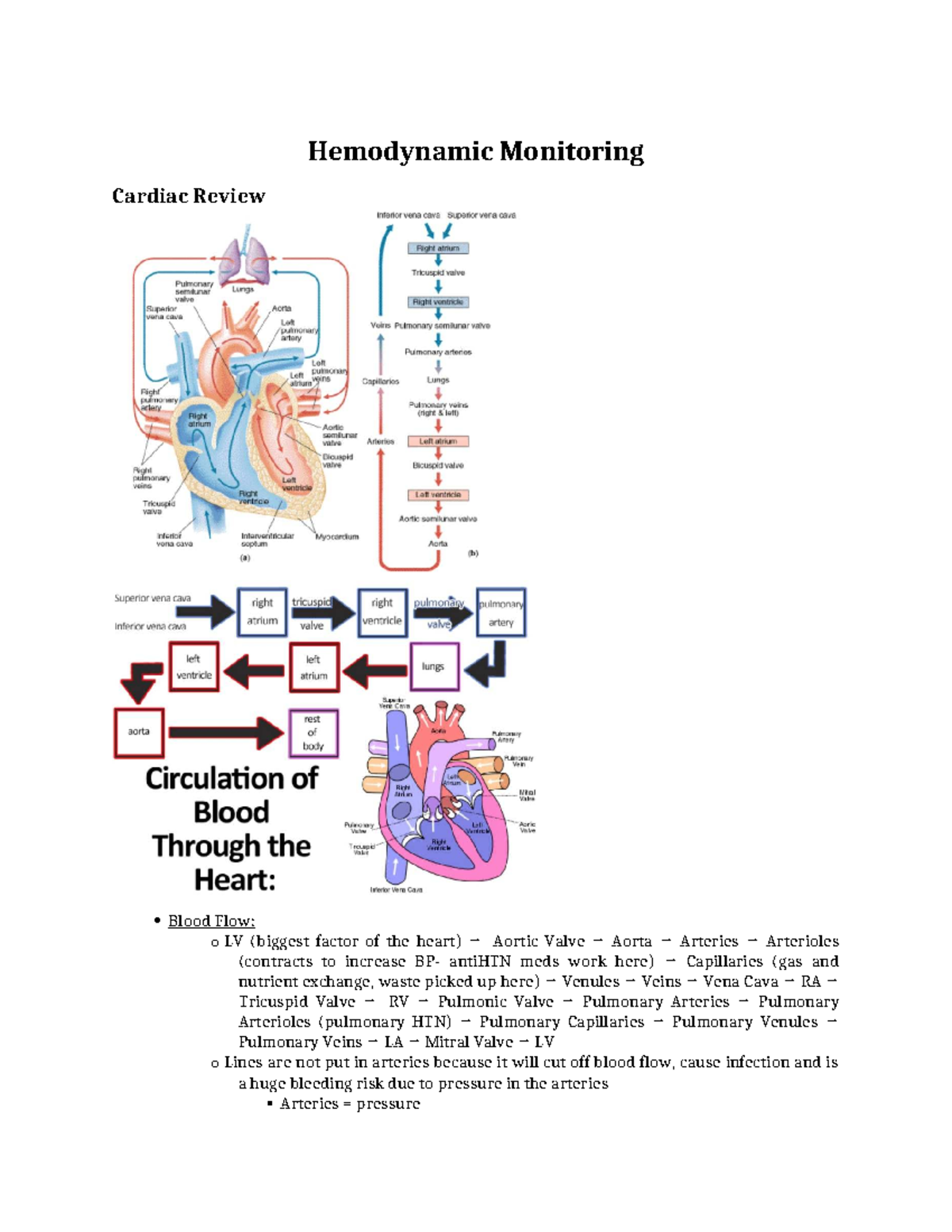 Hemodynamic Monitoring Review: Cardiac Function & Blood Flow - Studocu