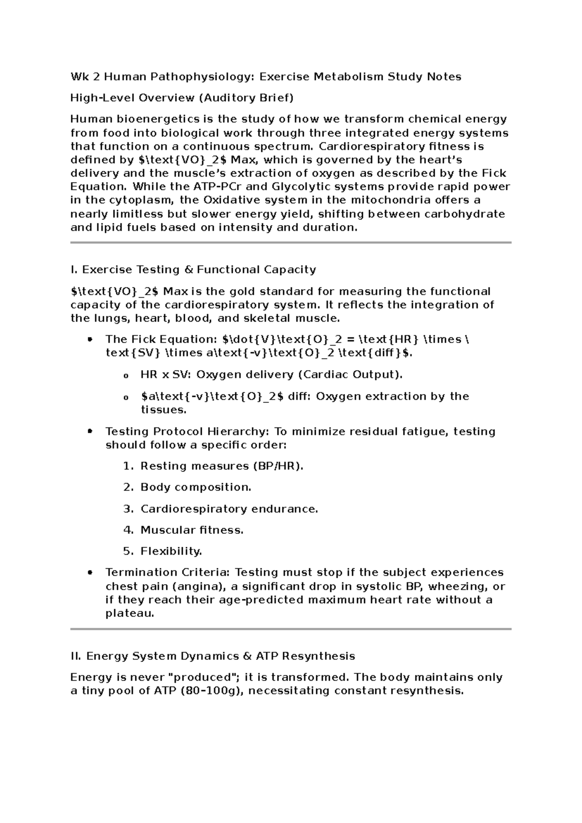 Wk 2 EXSS2010: Exercise Metabolism Study Notes Overview - Studocu